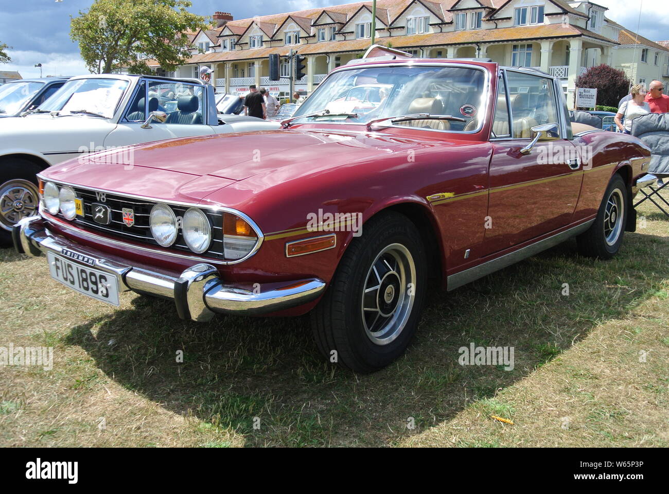 A 1977 Triumph Stag car parked up on display at the English Riviera ...