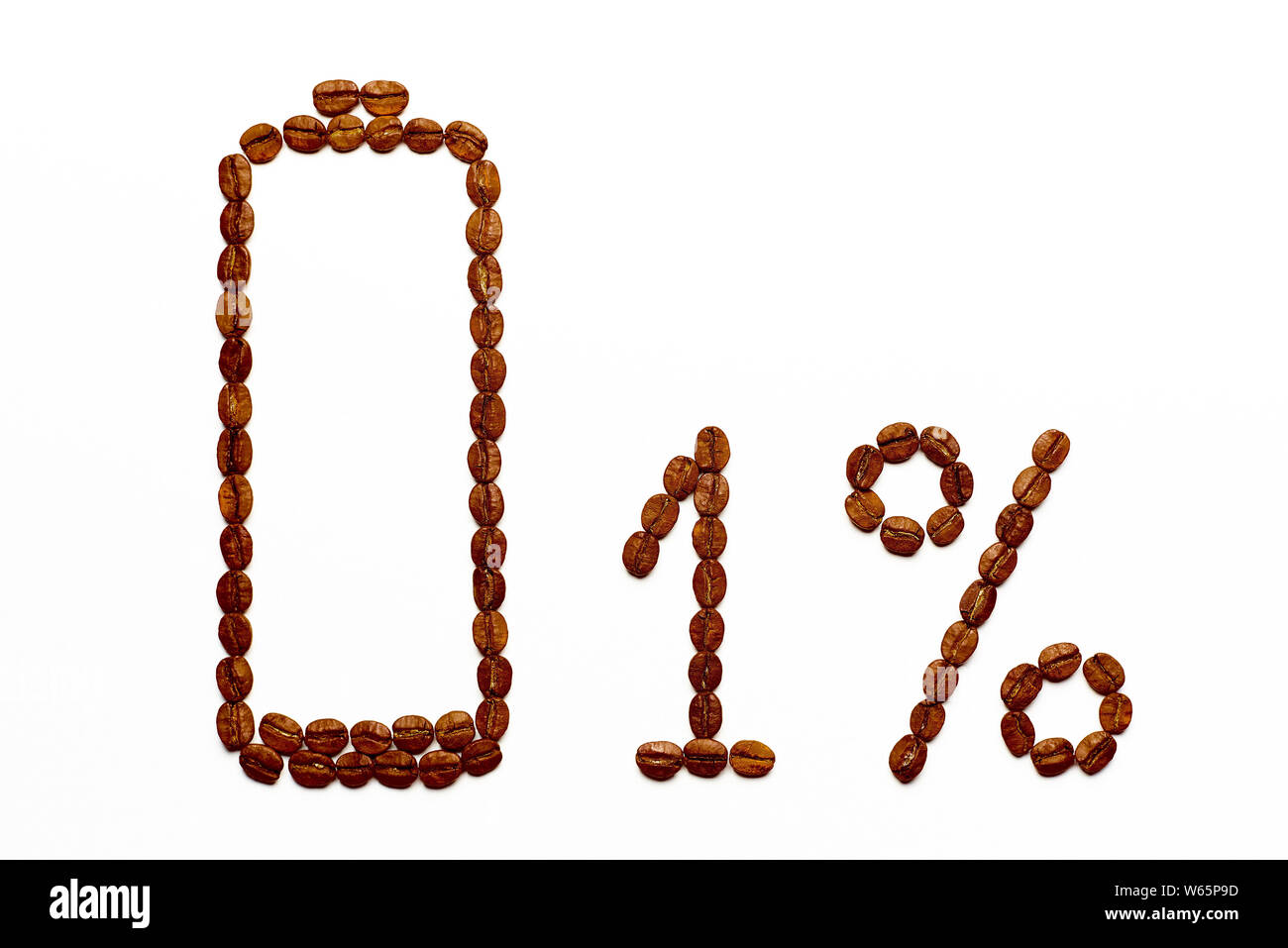 Battery charge 1% of coffee beans on a white background Stock Photo - Alamy
