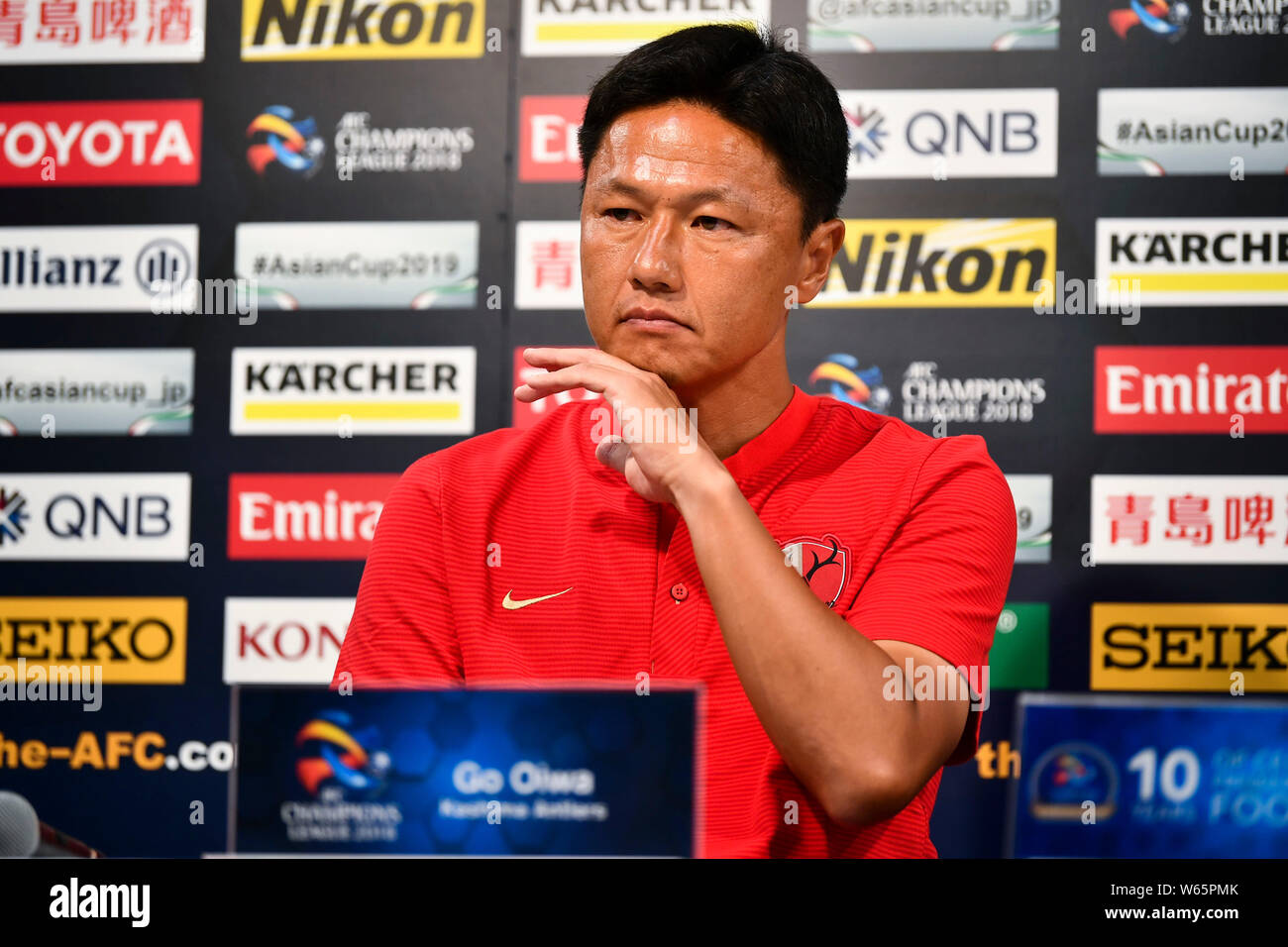 Head coach Go Oiwa of Japan's Kashima Antlers attends a press ...