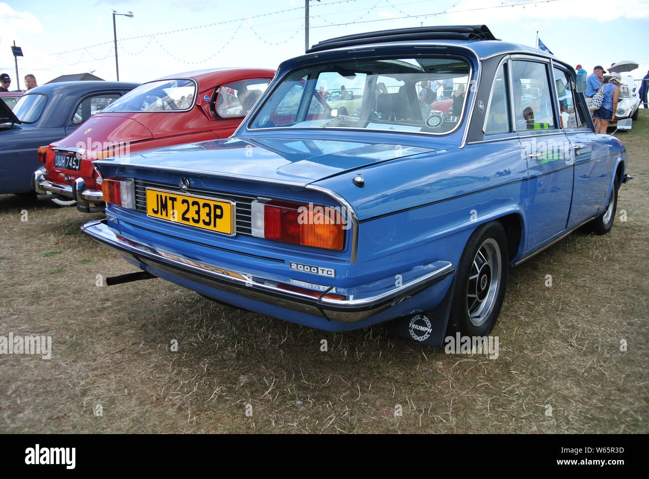 A 1975 Triumph 2000 TC car parked up on display at the English Riviera ...
