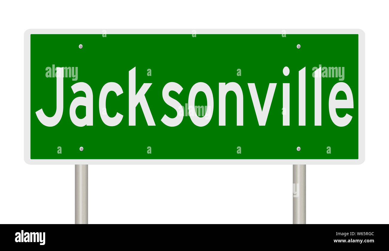 Rendering of a green highway sign for Jacksonville Stock Photo - Alamy