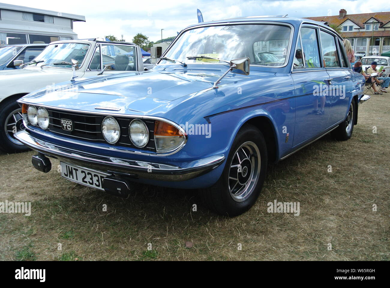 A 1975 Triumph 2000 TC car parked up on display at the English Riviera ...