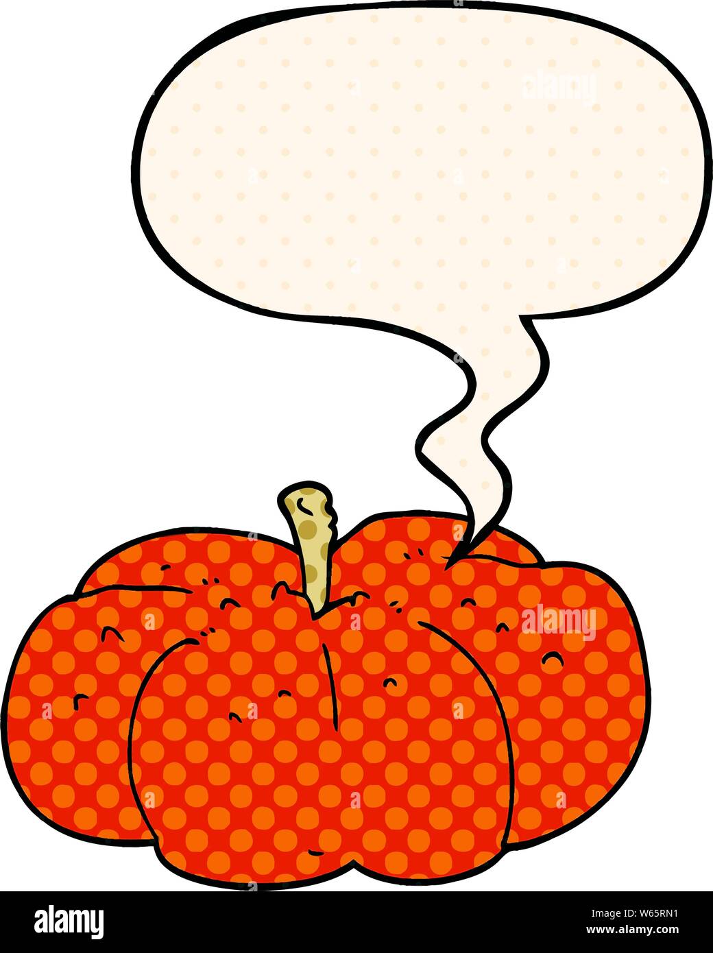 cartoon pumpkin with speech bubble in comic book style Stock Vector ...