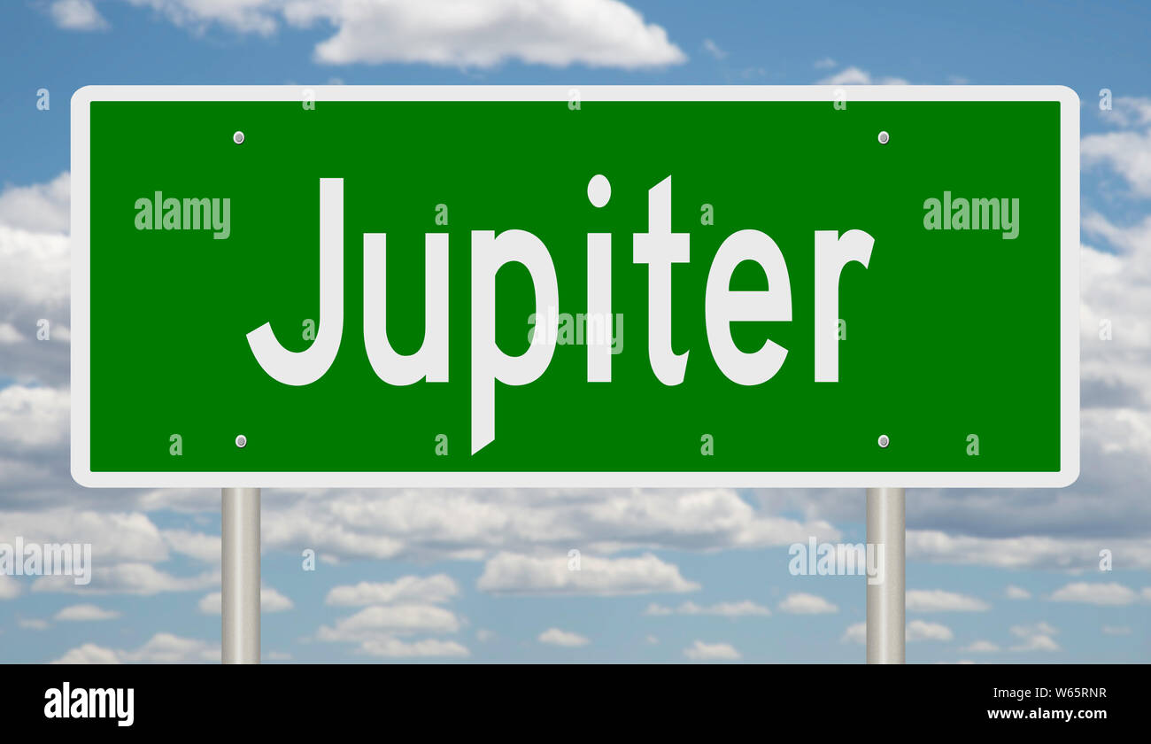 Rendering of a green highway sign for Jupiter Florida Stock Photo - Alamy