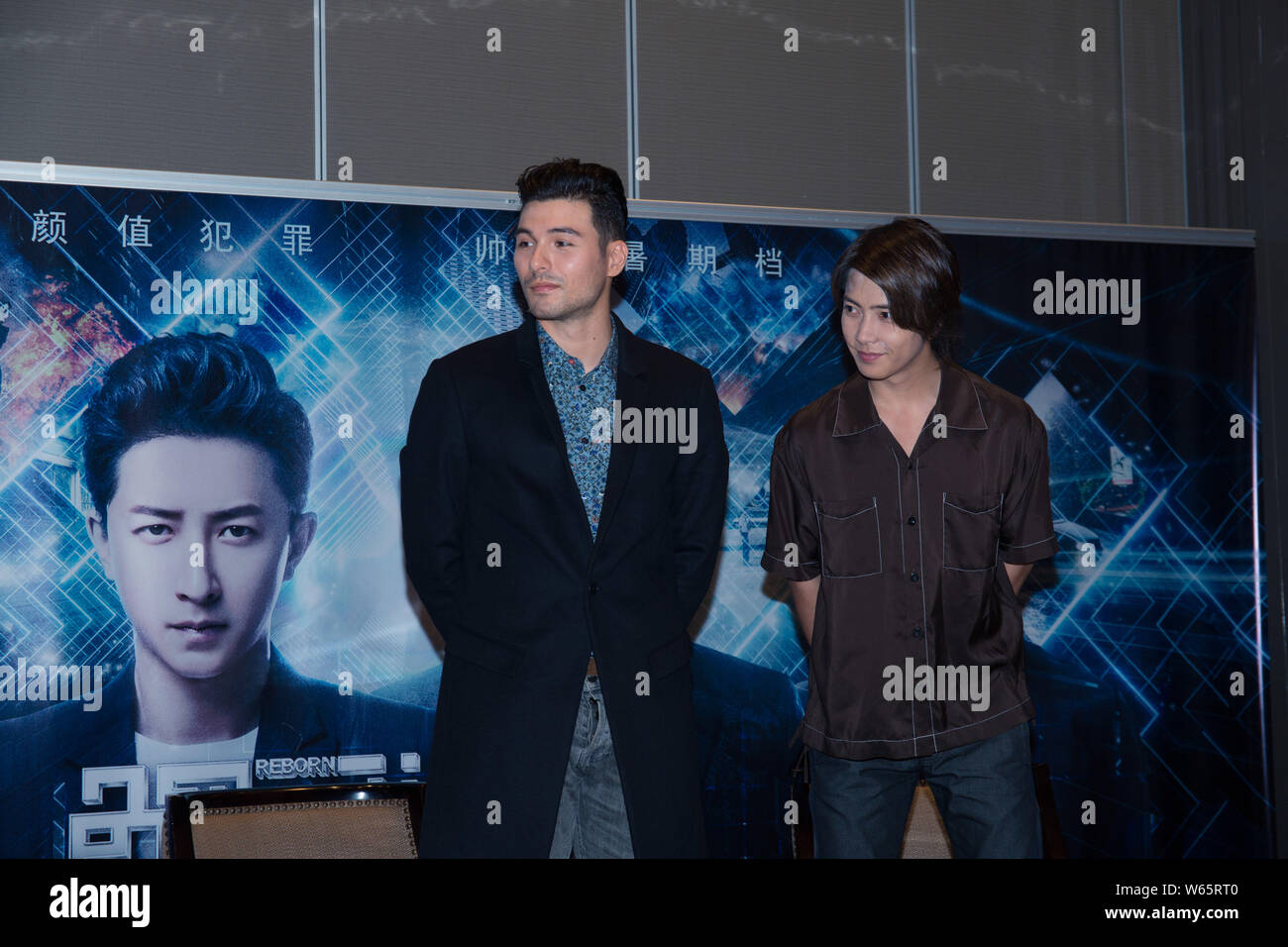 Taiwanese-British actor Rhydian Vaughan, left, Japanese actor and singer Tomohisa Yamashita ...