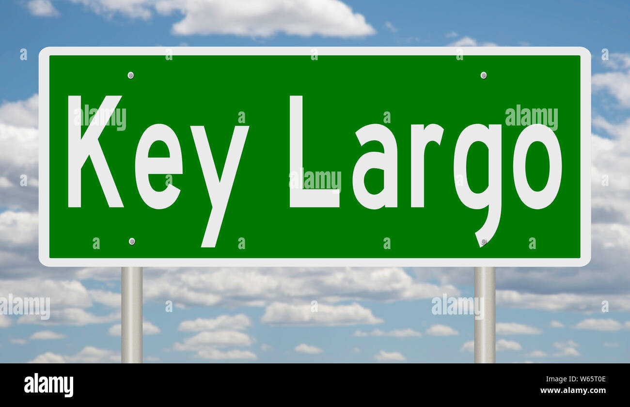 Rendering of a green highway sign for Key Largo Florida Stock Photo - Alamy