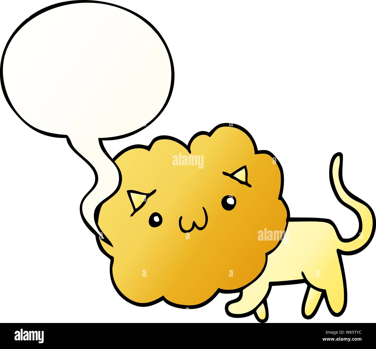 cute cartoon lion with speech bubble in smooth gradient style Stock ...