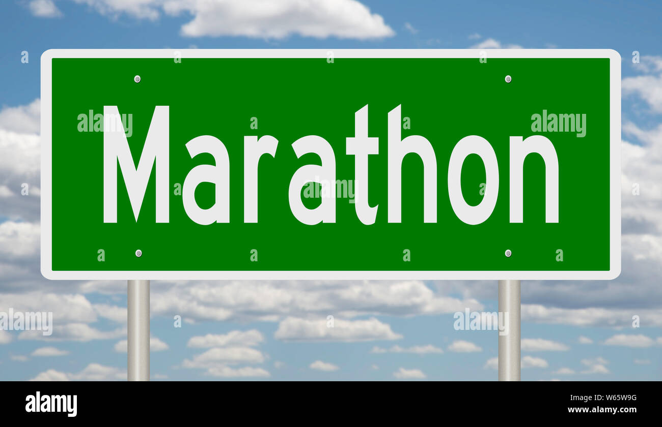 Rendering of a green highway sign for Marathon Florida Stock Photo - Alamy