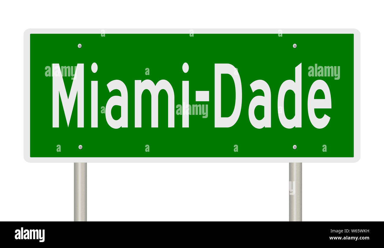 Rendering of a green highway sign for Miami-Dade Stock Photo - Alamy