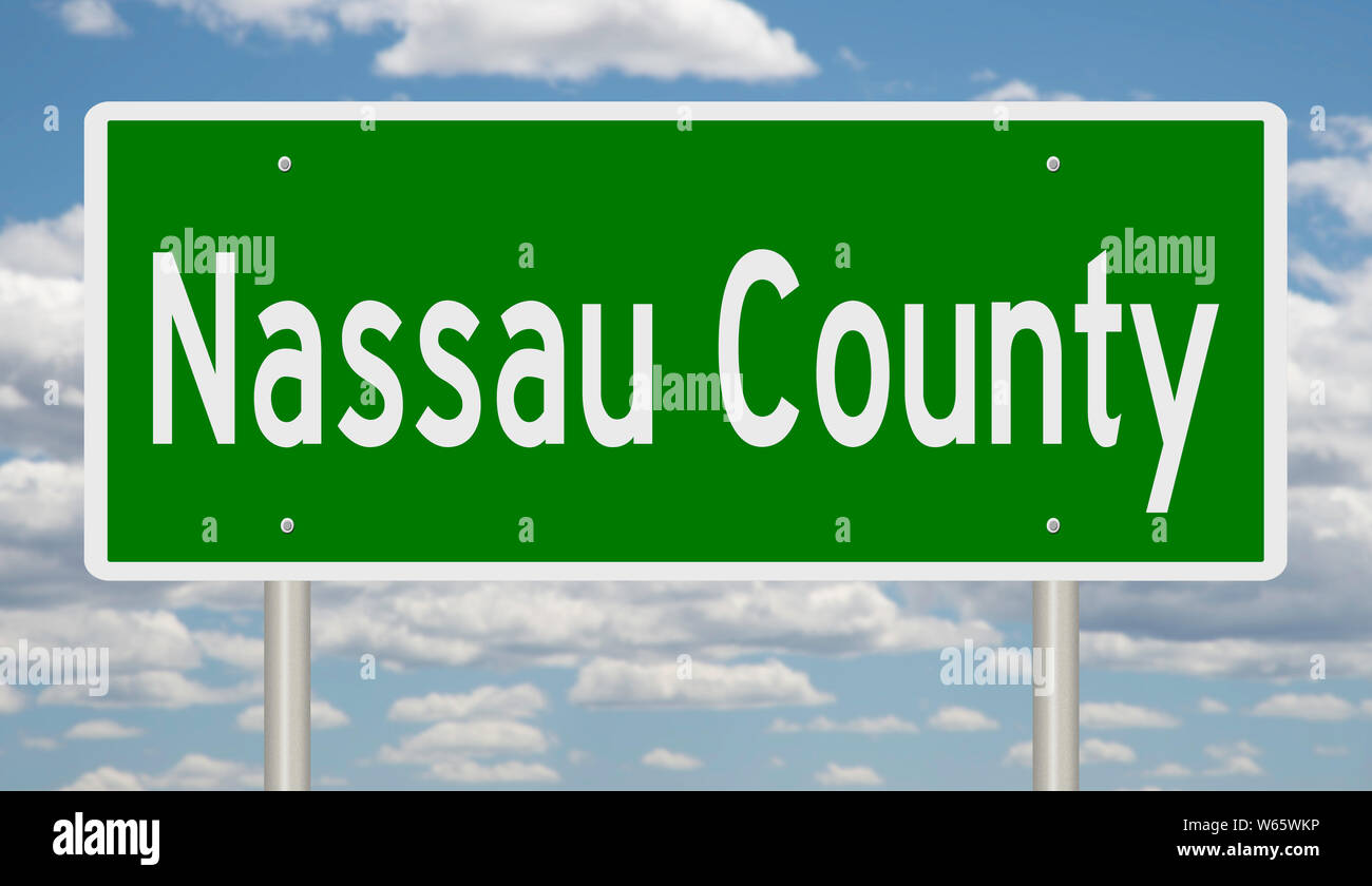 Rendering of a green highway sign for Nassau County Stock Photo - Alamy