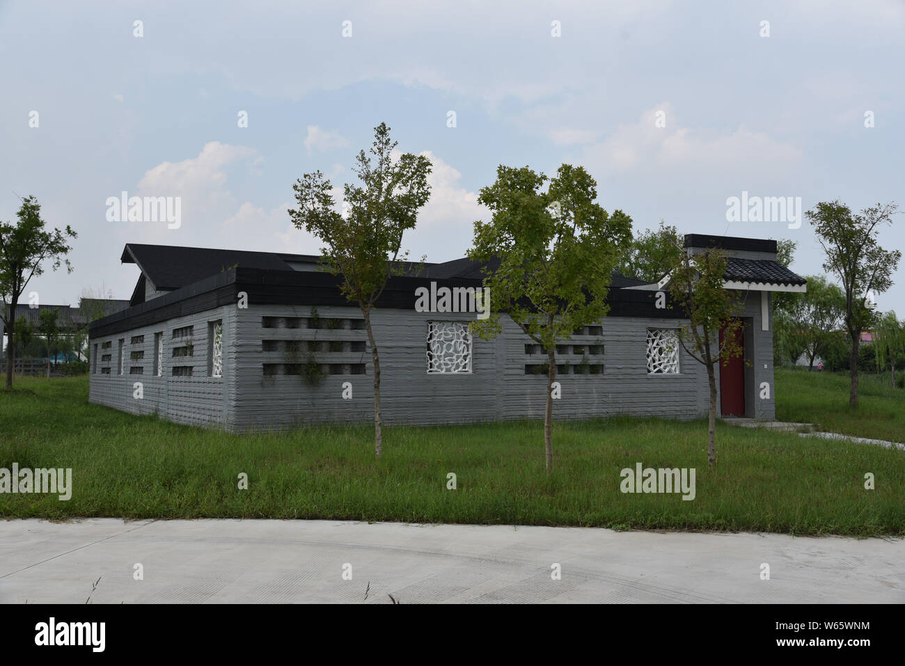 The Suzhou-style 3D-printed villa is pictured in Binzhou city, east ...