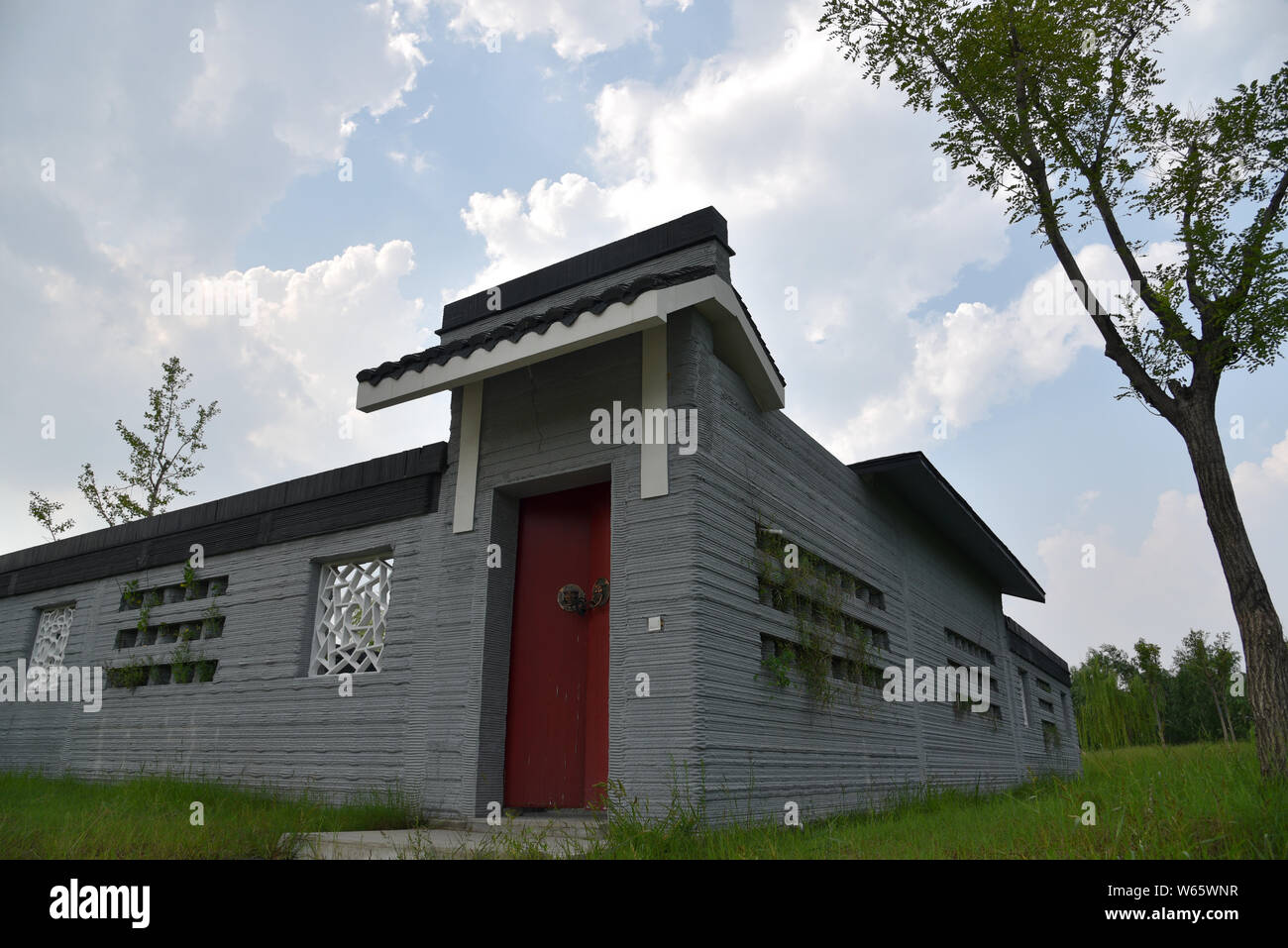 The Suzhou-style 3D-printed villa is pictured in Binzhou city, east ...