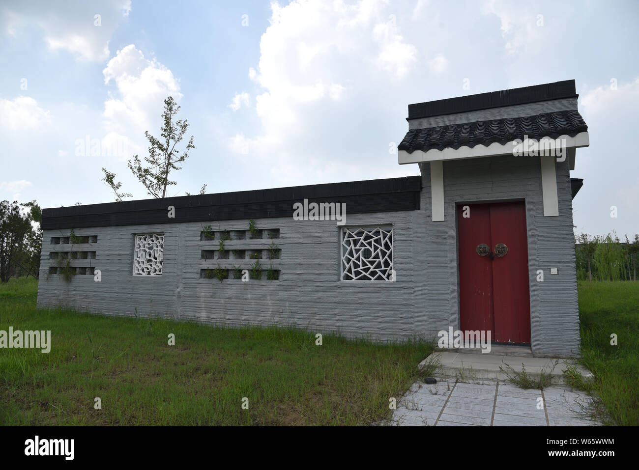 The Suzhou-style 3D-printed villa is pictured in Binzhou city, east ...