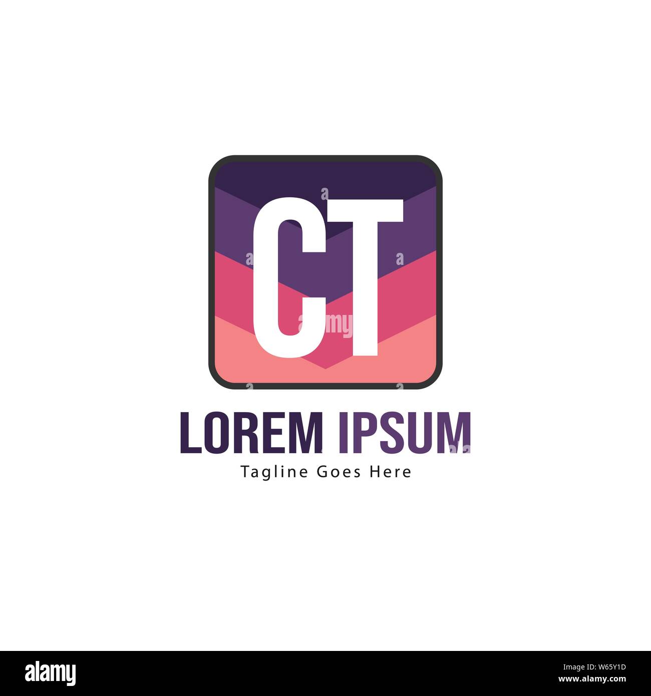 Initial CT logo template with modern frame. Minimalist CT letter logo ...