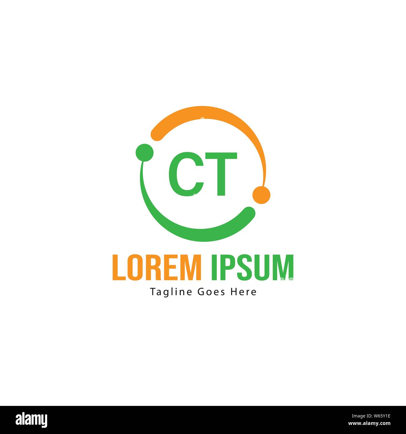 Initial CT logo template with modern frame. Minimalist CT letter logo ...