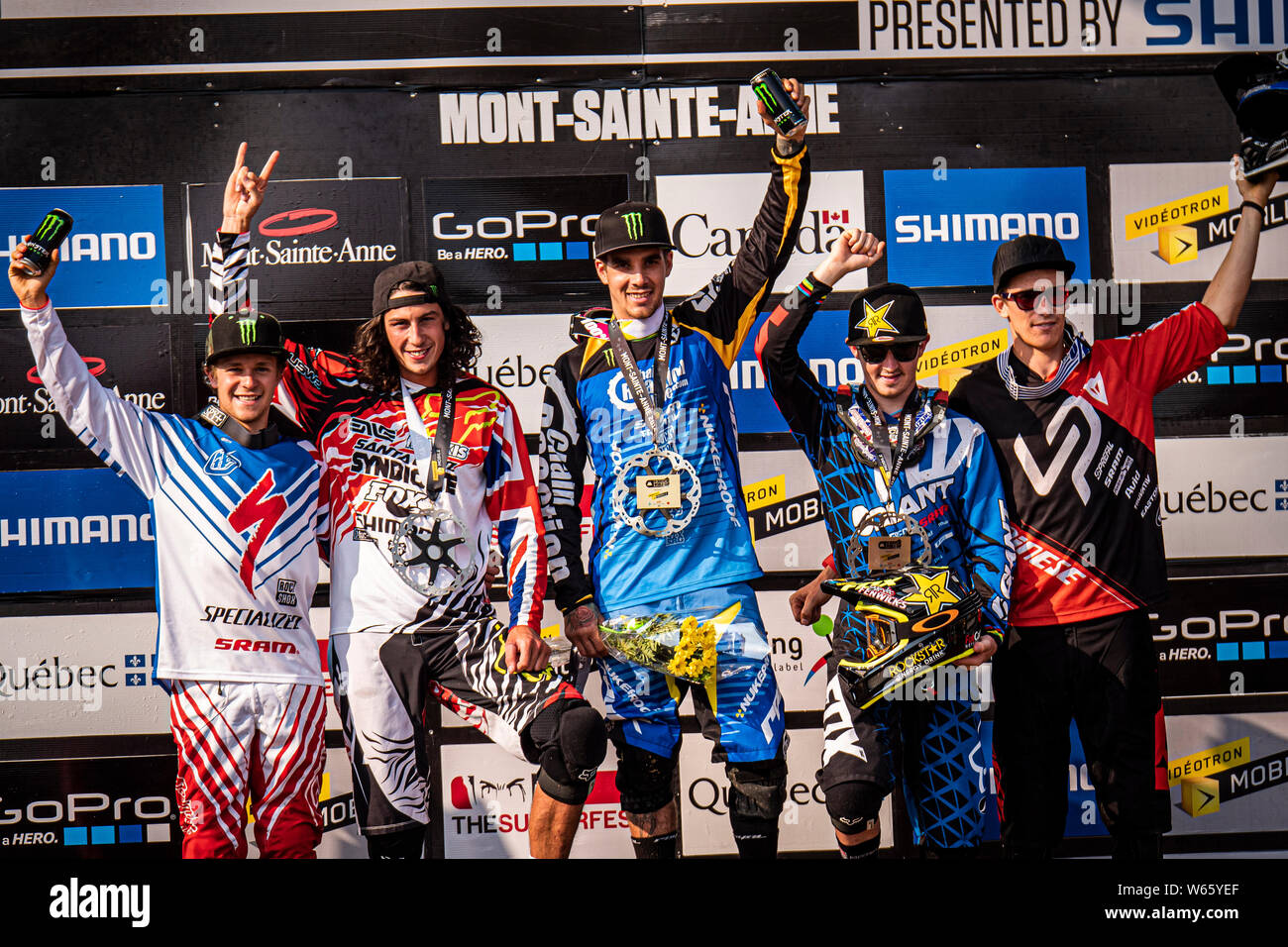 AUGUST 2, 2014 - MONT SAINTE ANNE, CANADA. UCI MTB DH World Cup podium ...