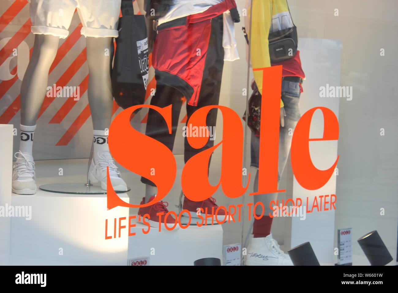 Sales in shopping area Munich, display decoration with sale signs Stock ...