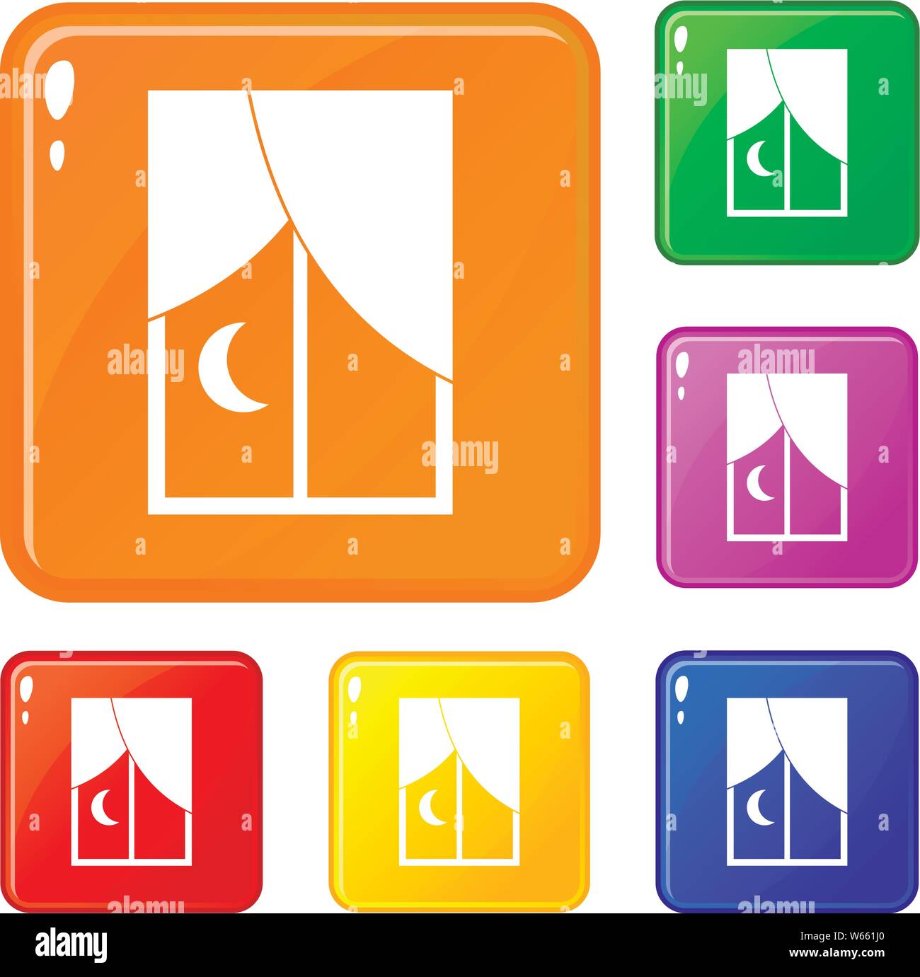 Nightly window icons set vector color Stock Vector Image & Art - Alamy
