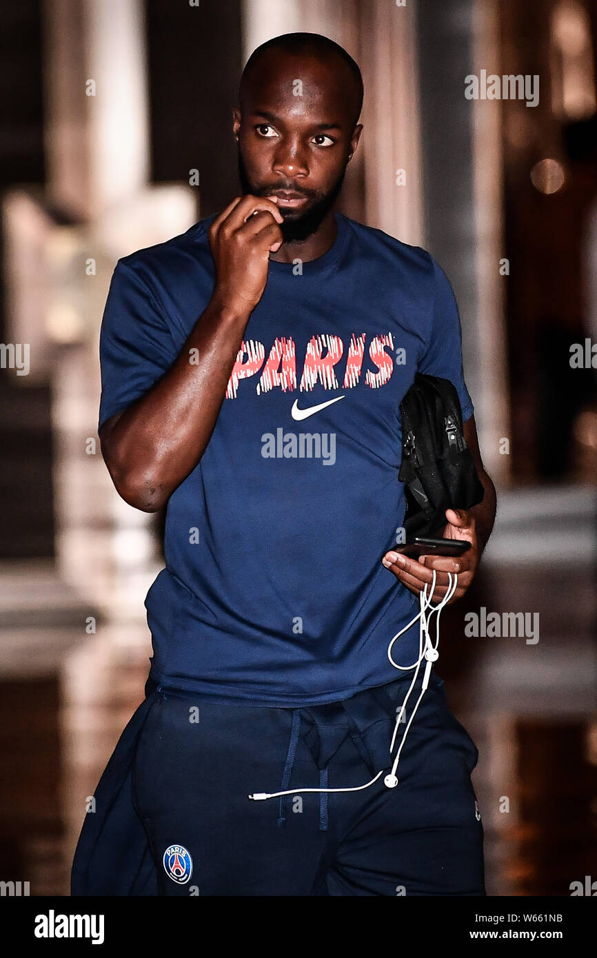 Lassana Diarra and teammates of Paris Saint-Germain leave the hotel for ...