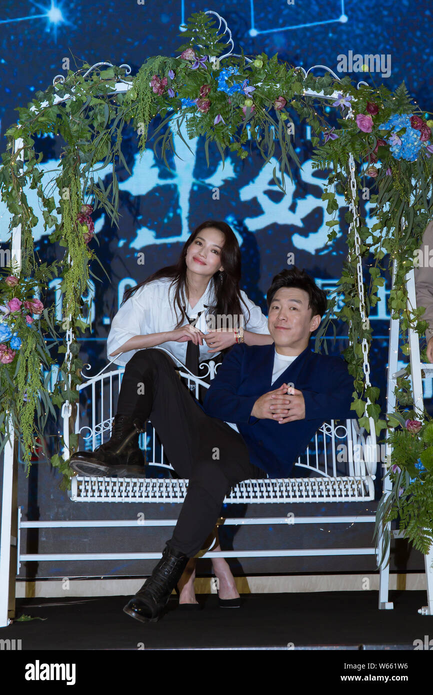 Chinese actor and director Huang Bo, right, and Taiwanese actress Shu ...