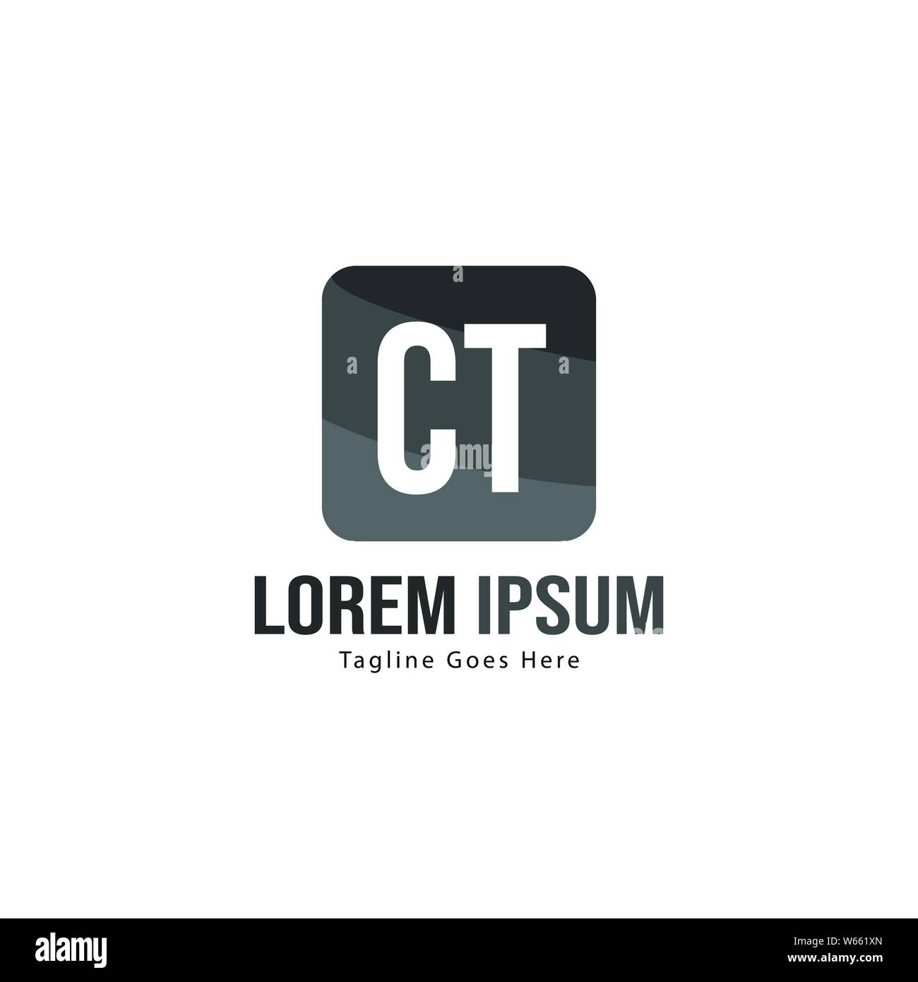 Initial CT logo template with modern frame. Minimalist CT letter logo ...