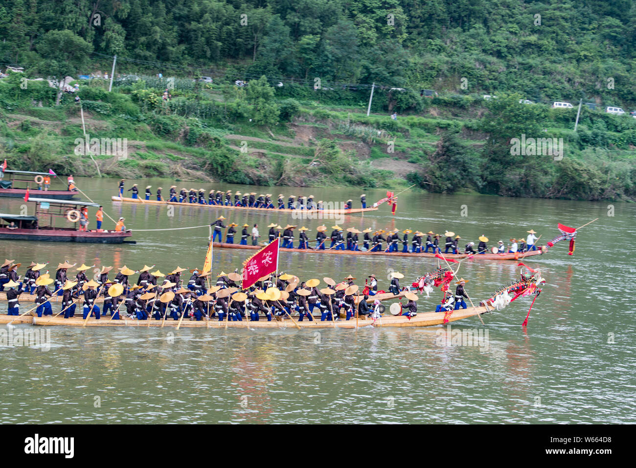 Chinese people of Miao ethnic minority celebrate the Miao Dragon Boat ...