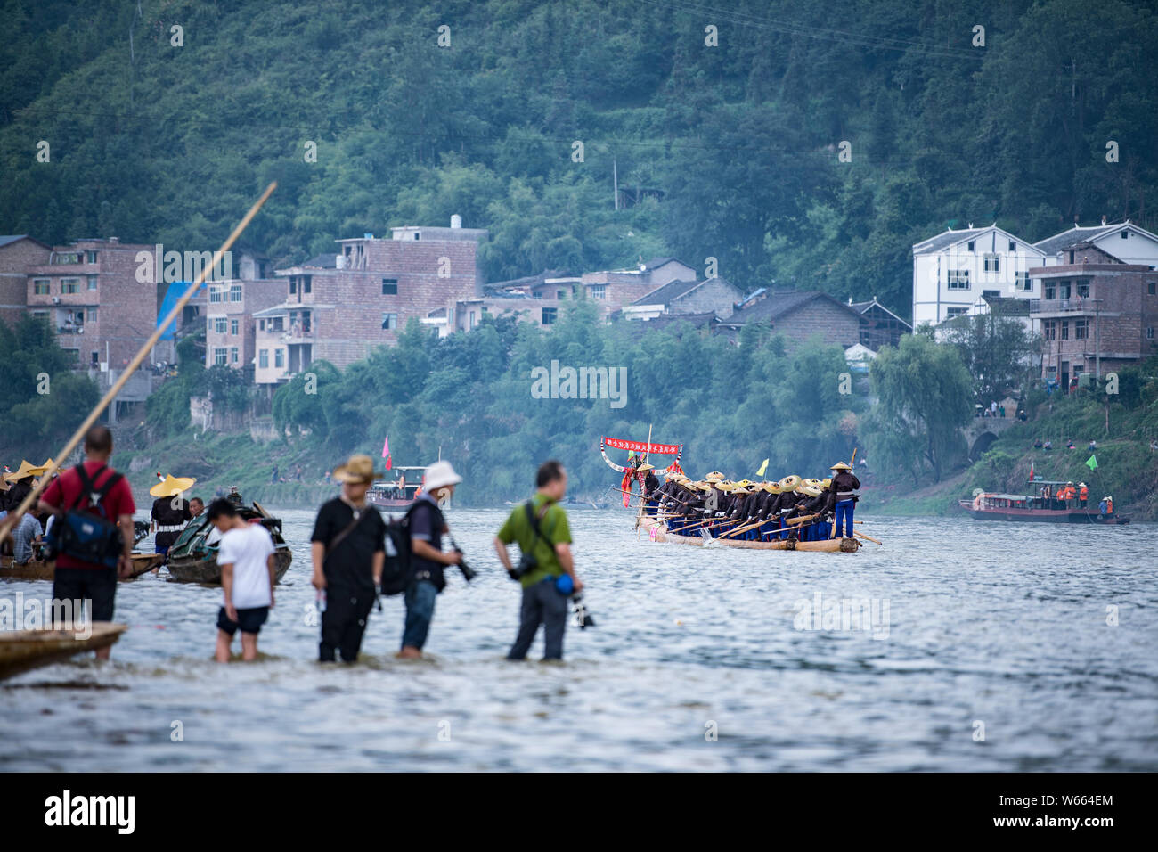 Chinese people of Miao ethnic minority celebrate the Miao Dragon Boat ...