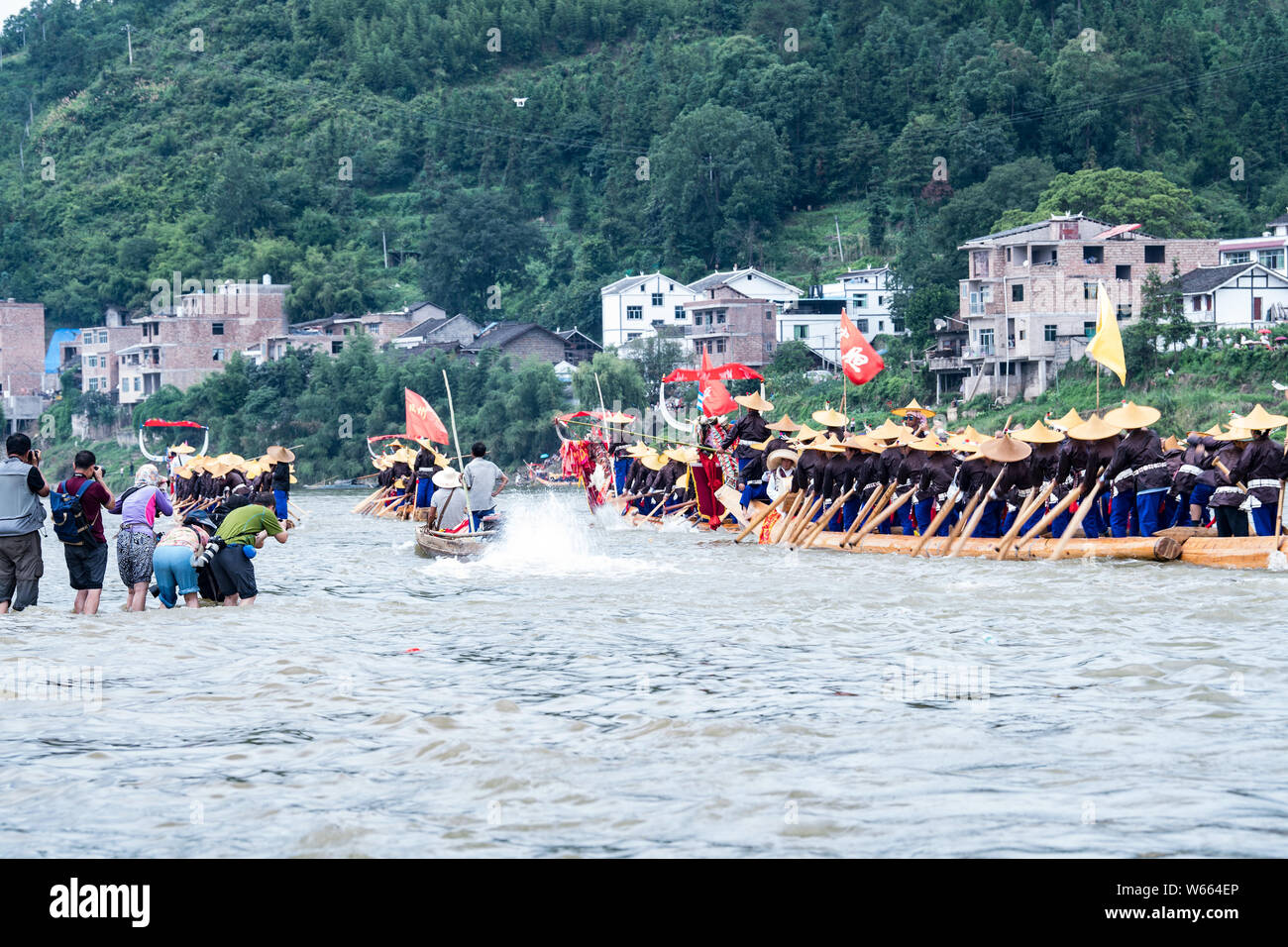 Chinese people of Miao ethnic minority celebrate the Miao Dragon Boat ...
