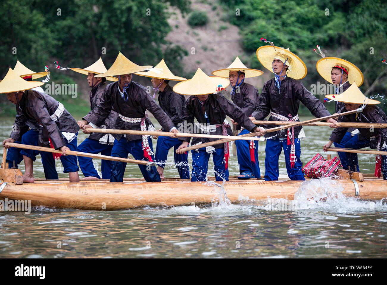 Chinese people of Miao ethnic minority celebrate the Miao Dragon Boat ...