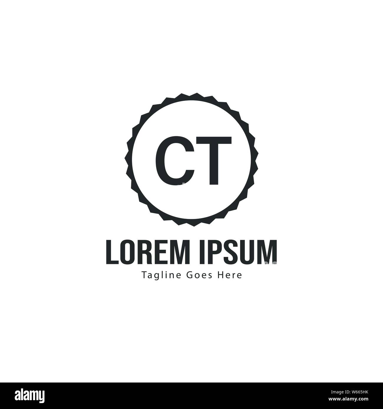 Initial CT logo template with modern frame. Minimalist CT letter logo ...