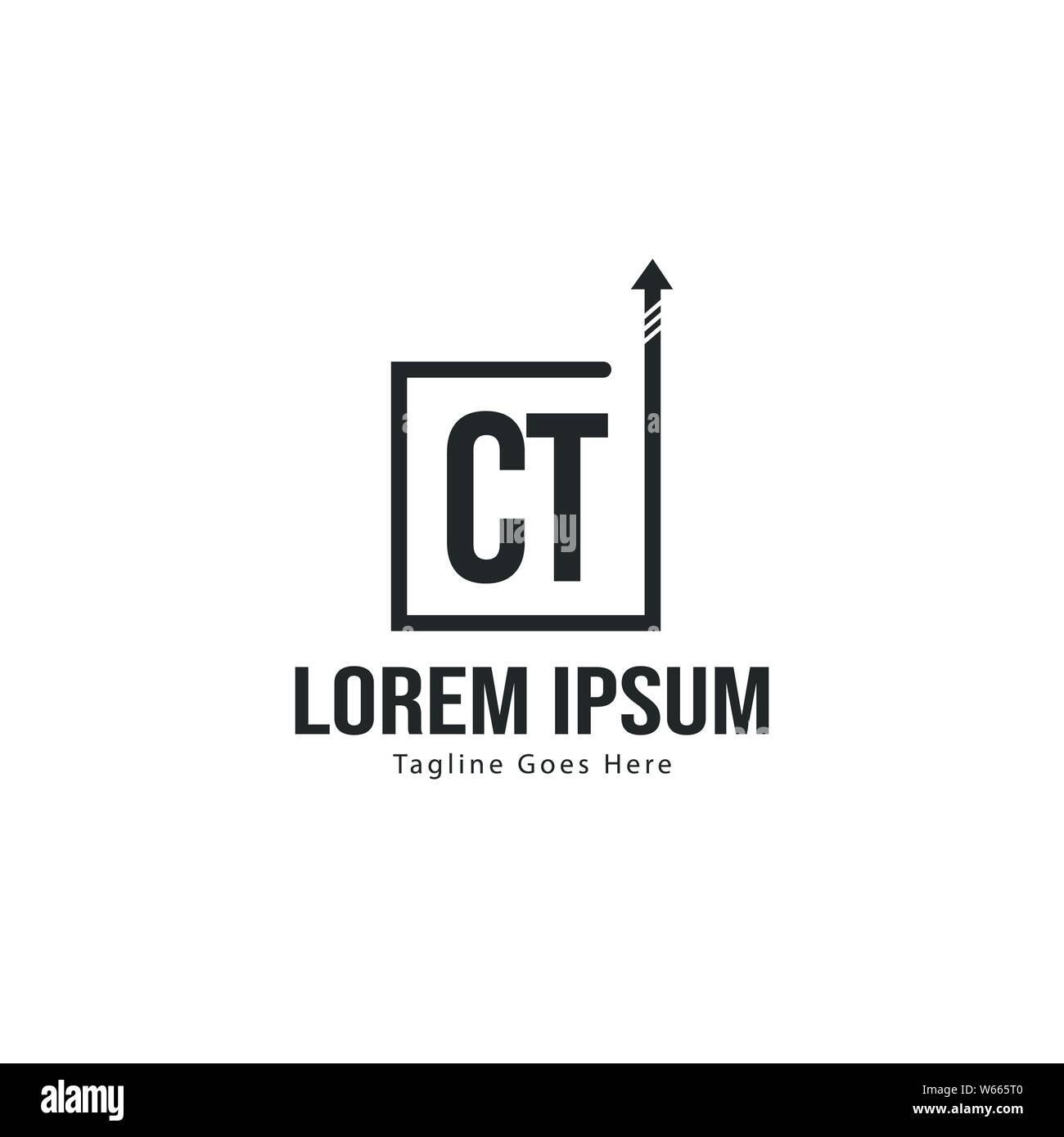 Initial CT logo template with modern frame. Minimalist CT letter logo ...