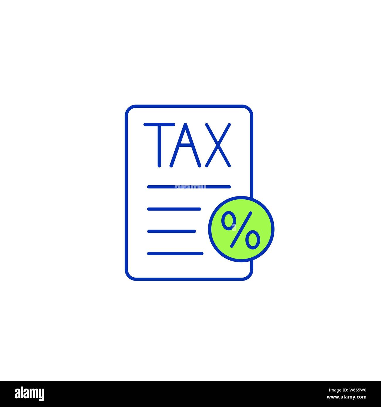 Tax concept w percentage paid, icon and income idea. Flat vector ...