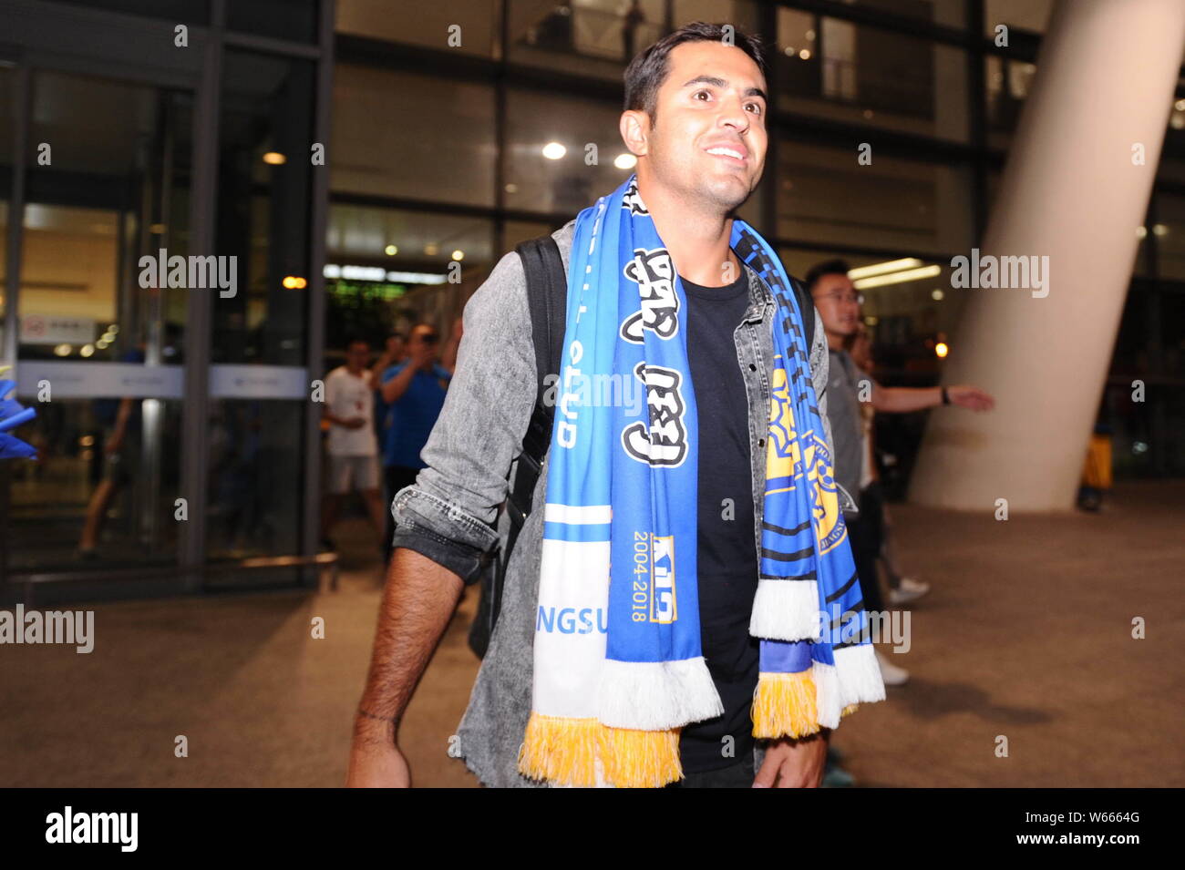 Italian-Brazilian football player Eder is pictured after arriving at ...
