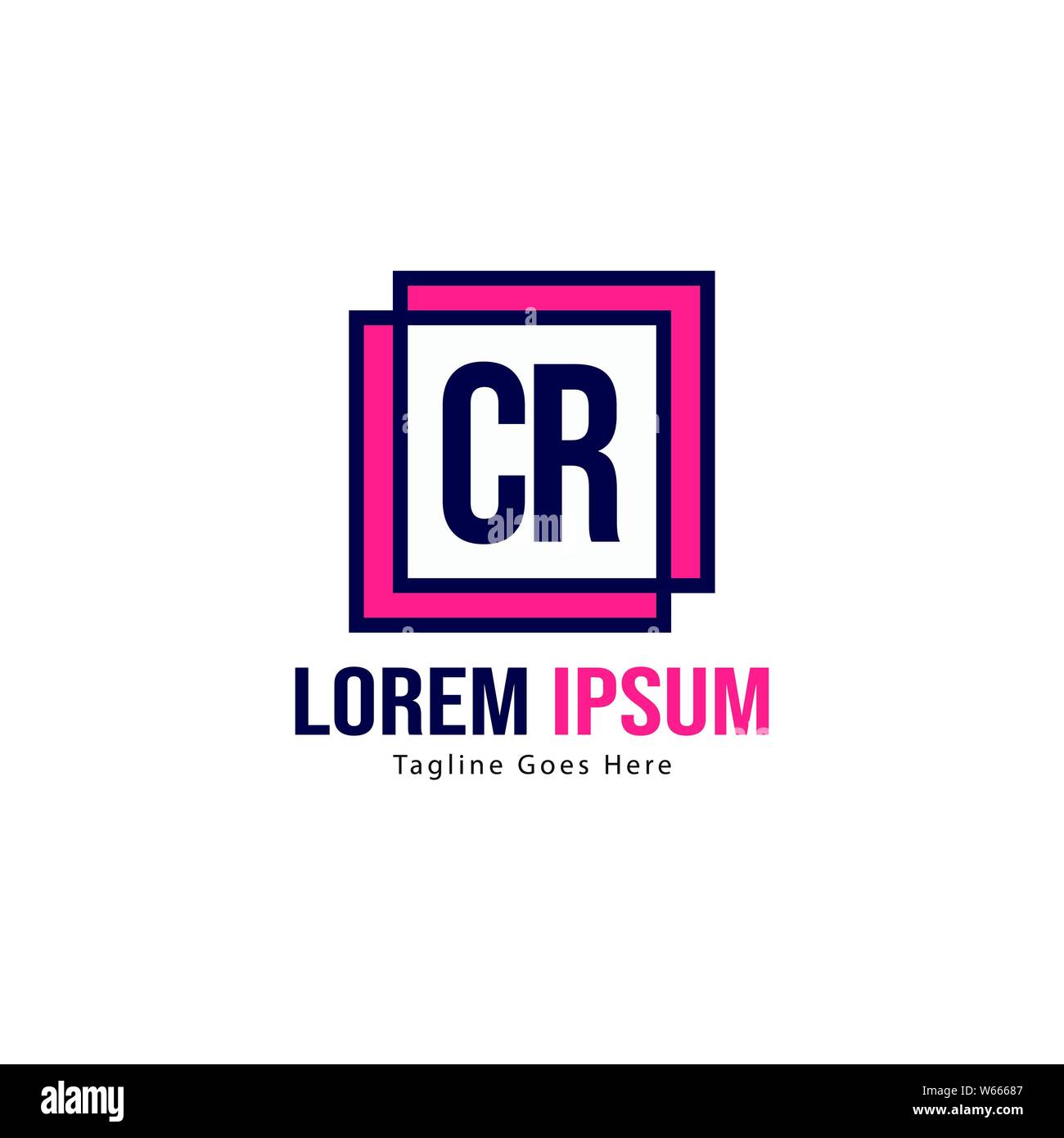 Initial CR logo template with modern frame. Minimalist CR letter logo ...
