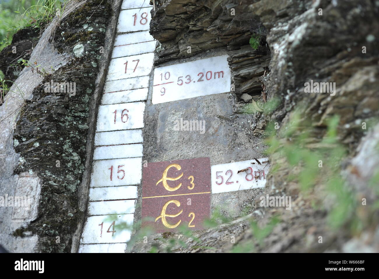 View of the stratum signages of China's 11th "Golden Spike," also known ...