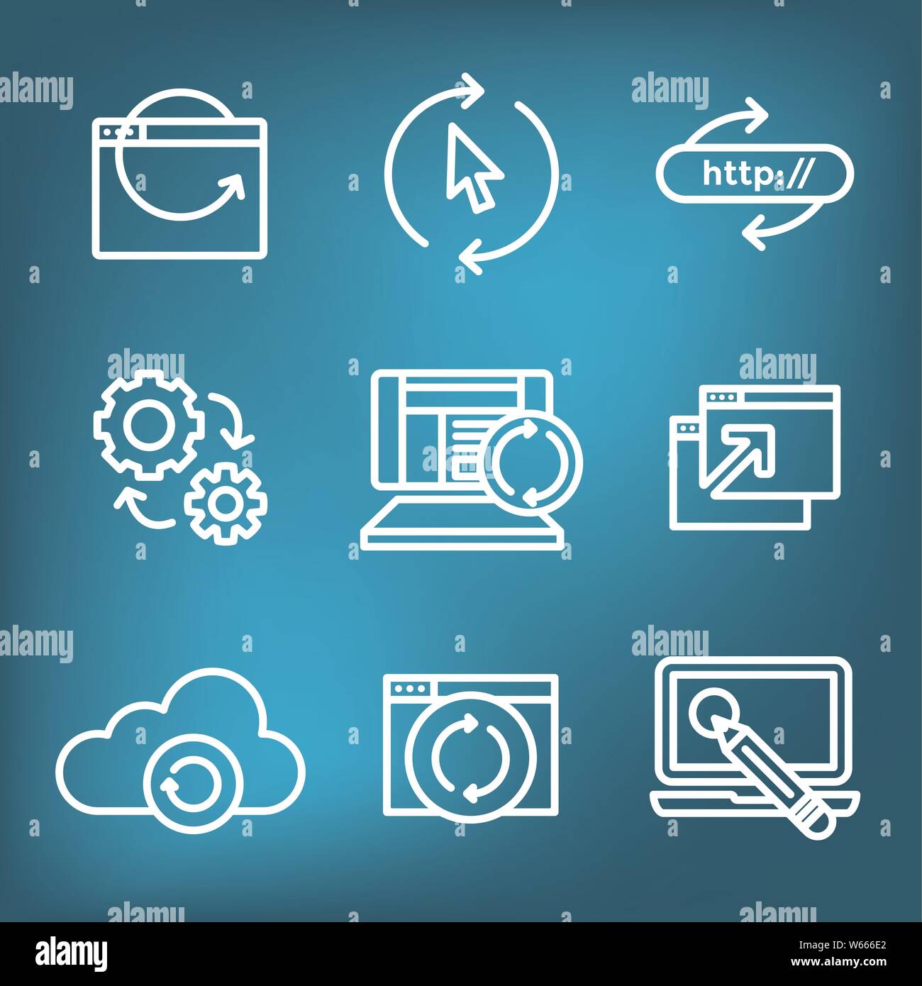 Website Update Icon Set - seo update, site creation, and name server ...