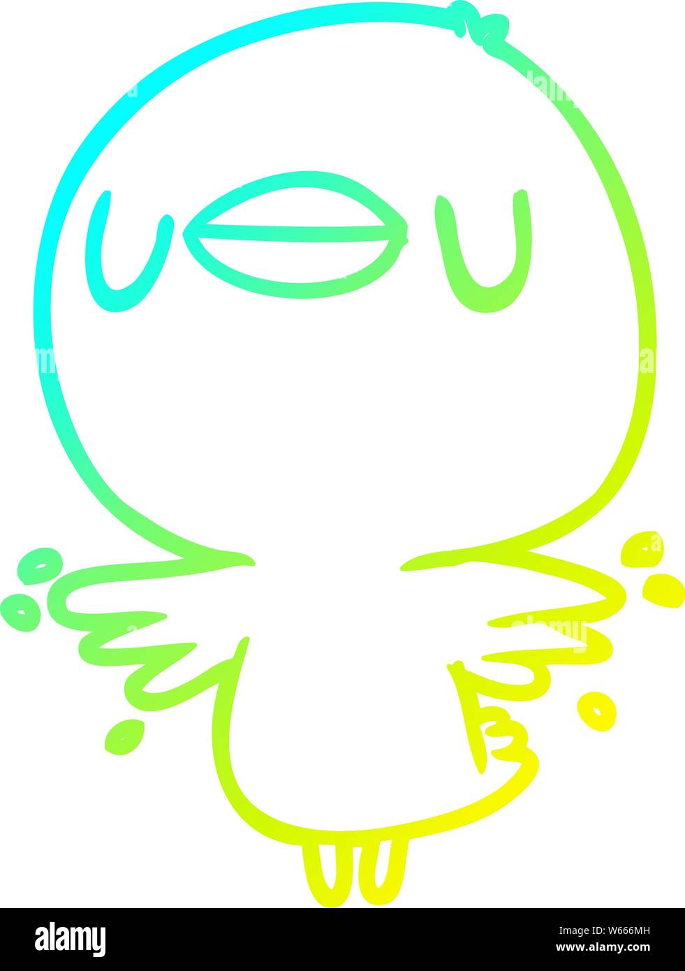 cold gradient line drawing of a cute cartoon chick flapping wings Stock ...