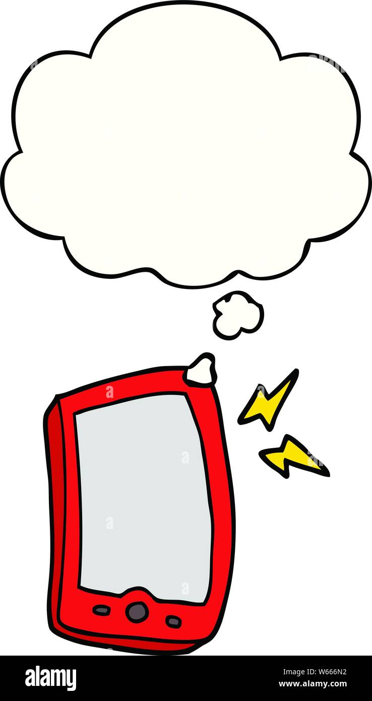 cartoon mobile phone with thought bubble Stock Vector Image & Art - Alamy