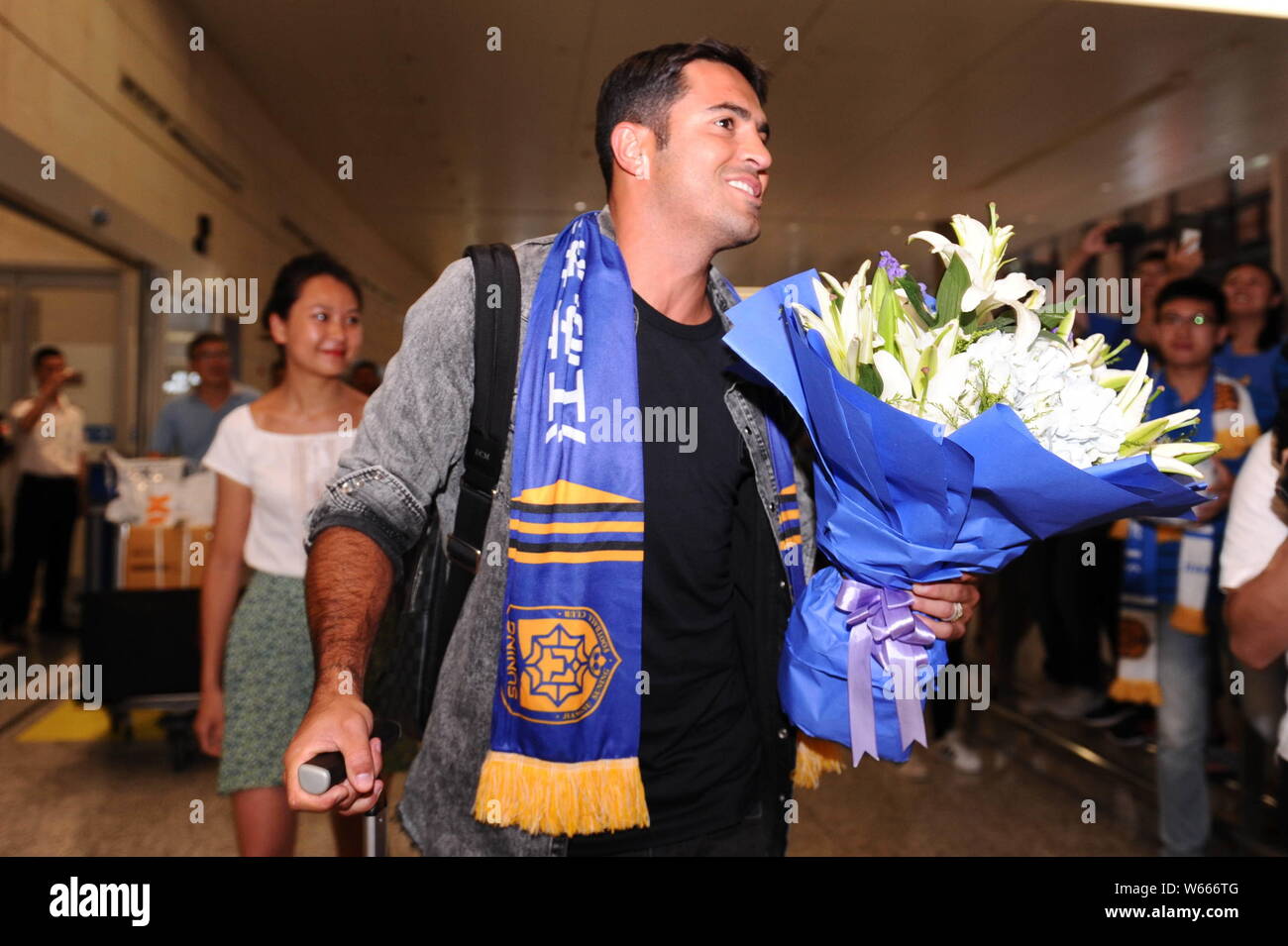 Italian-Brazilian football player Eder is pictured after arriving at ...