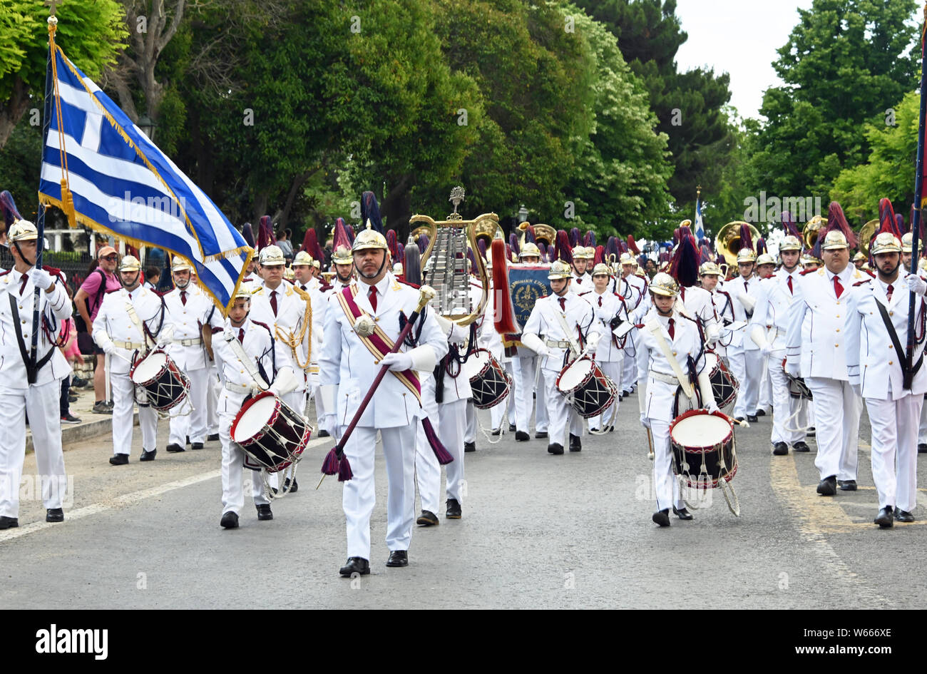 21st May, Corfu, celebrating unification with Greece. Parades ...