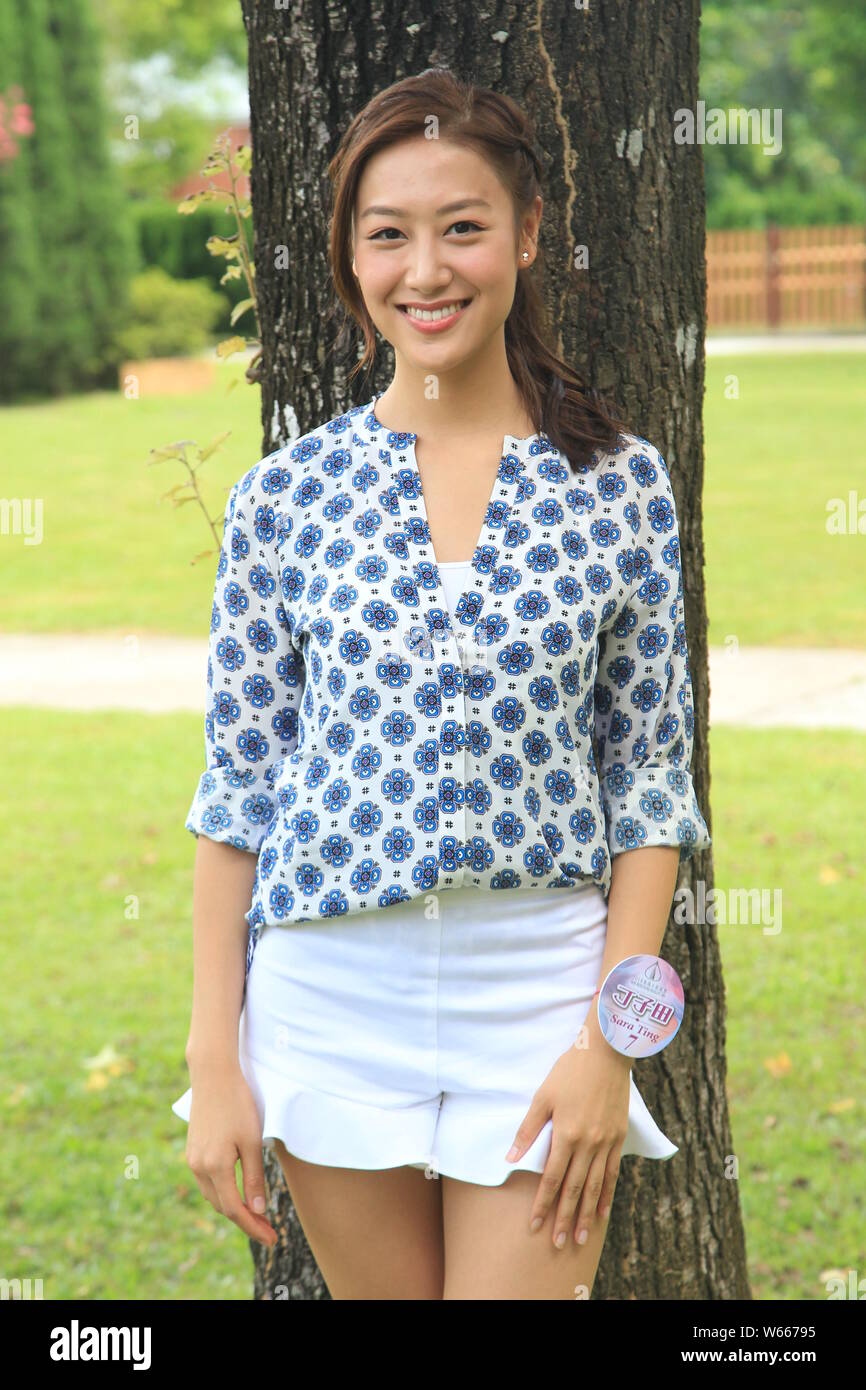 No.7 contestant Sara Ting poses during a photocall for the Miss Hong ...