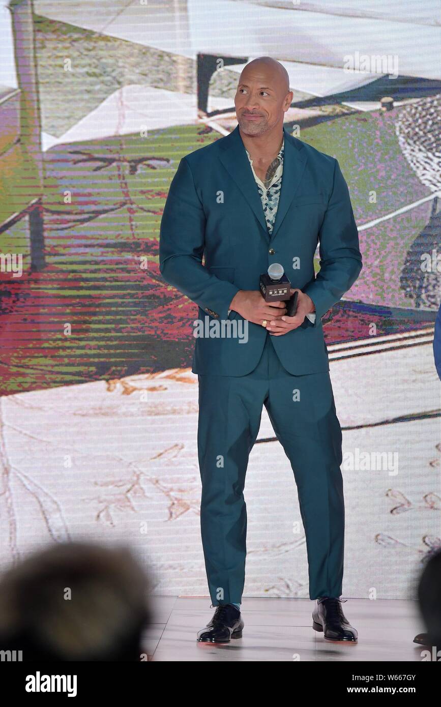 American actor Dwayne Johnson attends a premiere event for the movie ...