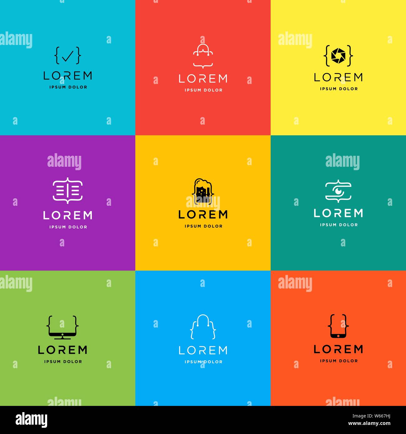 code coding logo design set vector template Stock Vector Image & Art ...