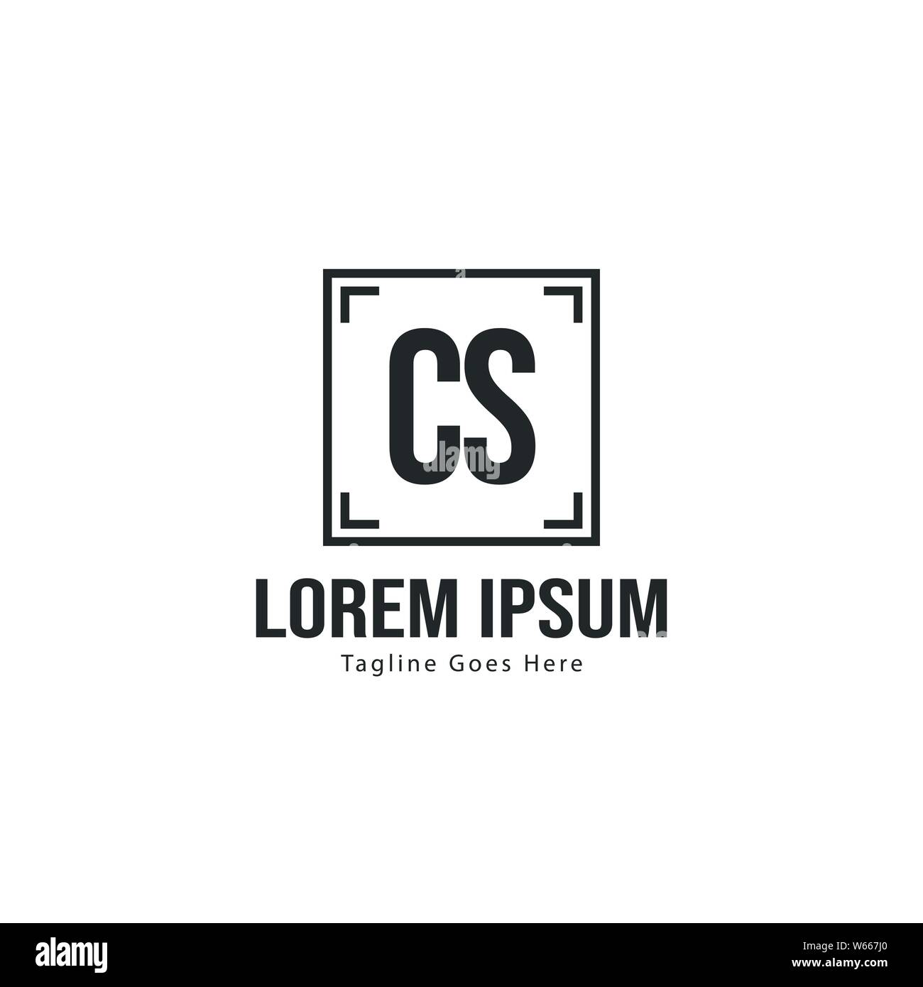 Initial CS logo template with modern frame. Minimalist CS letter logo ...