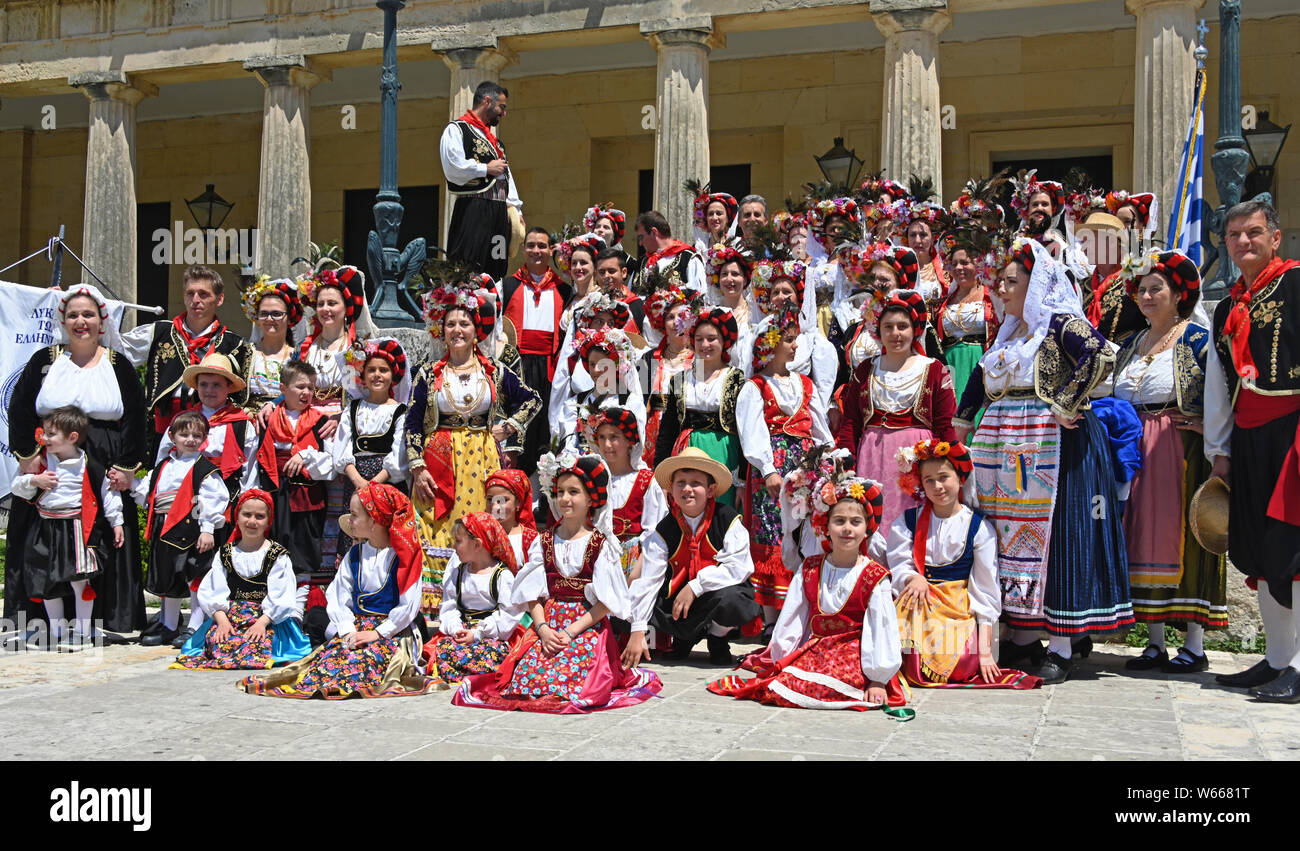 21st May, Corfu, celebrating unification with Greece. Parades ...