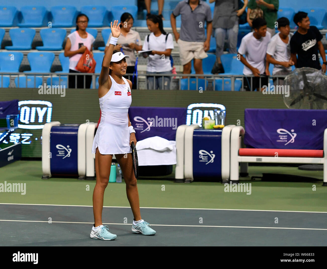 Zhang Shuai of China reacts after defeating Sabine Lisicki of Germany ...