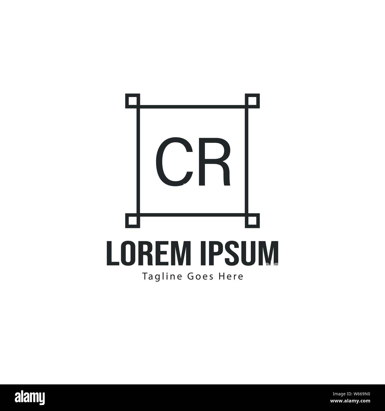 Initial CR logo template with modern frame. Minimalist CR letter logo ...