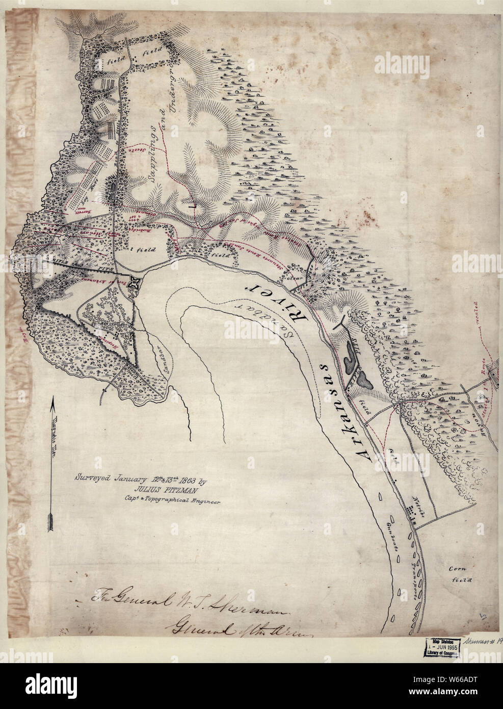Civil War Maps 1970 Map of Arkansas Post Ark Rebuild and Repair Stock ...