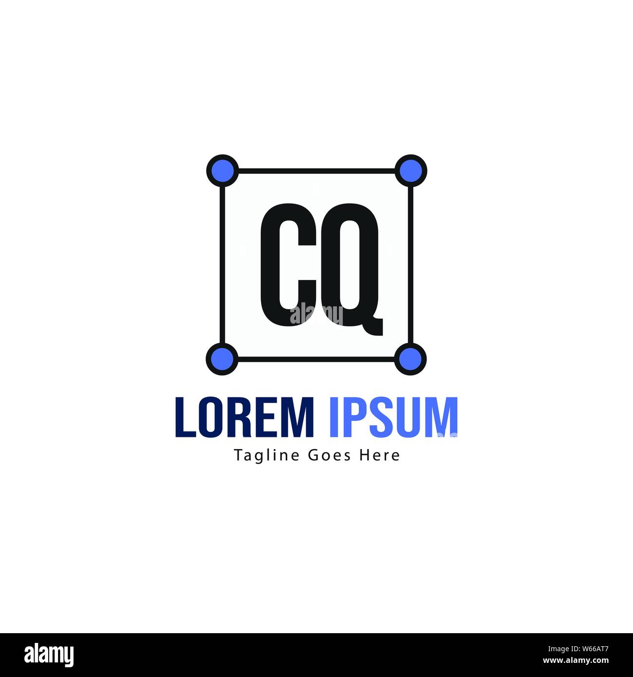 Initial CQ logo template with modern frame. Minimalist CQ letter logo ...