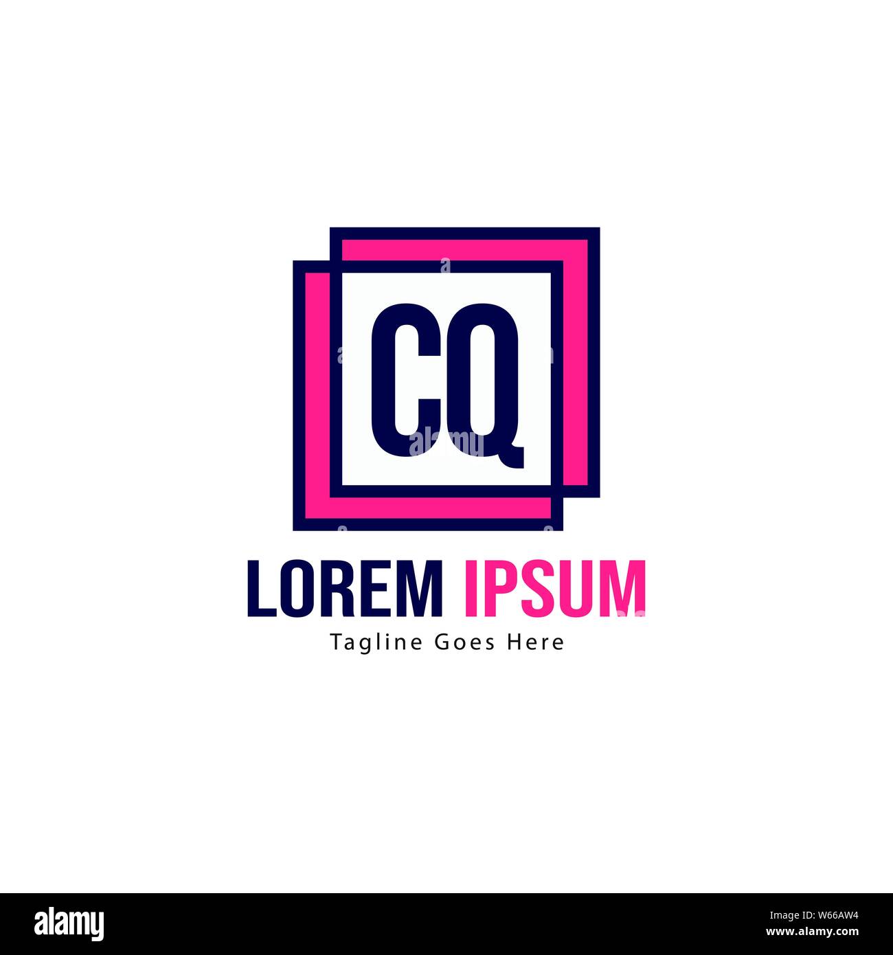 Initial CQ logo template with modern frame. Minimalist CQ letter logo ...